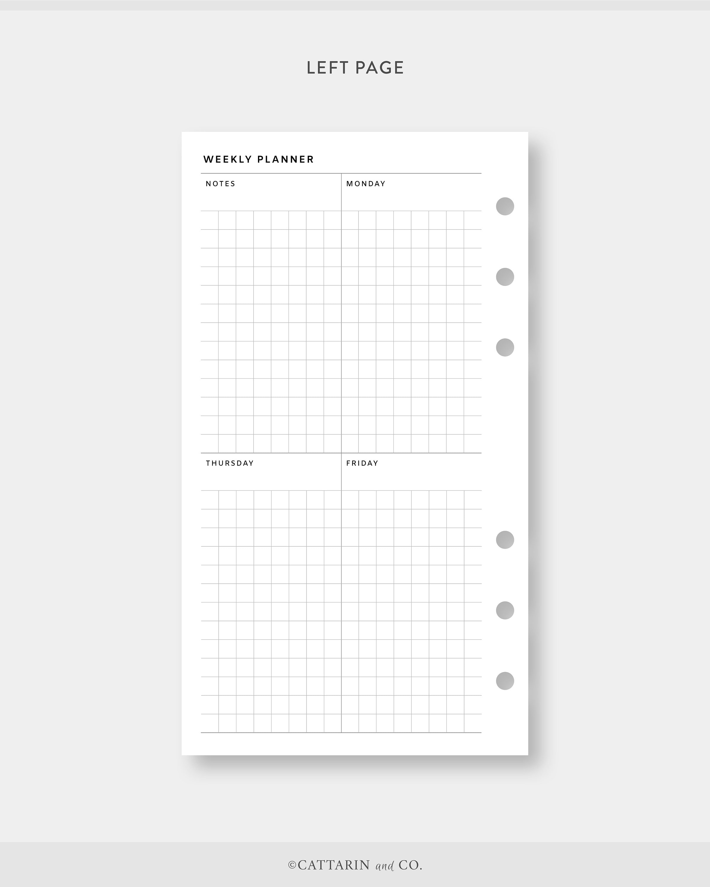 Personal, Weekly Planner Printable | Vertical Grid | Week on Two Pages ...