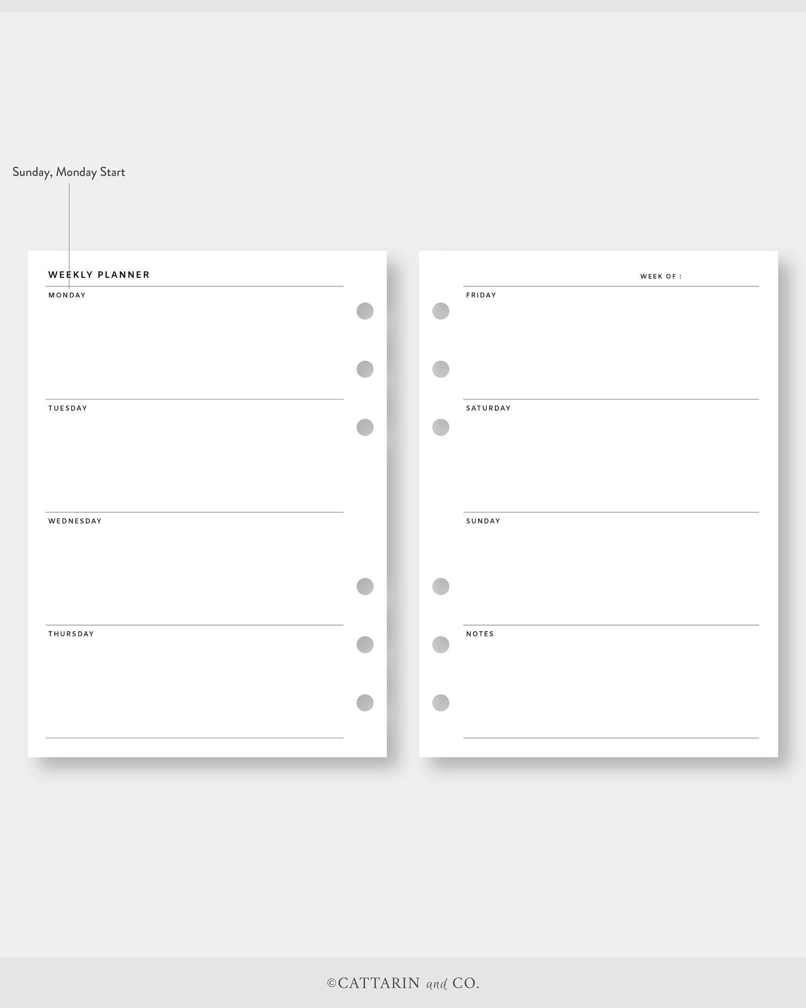 A6, Weekly Planner Printable | Week on Two Pages | Undated Template ...