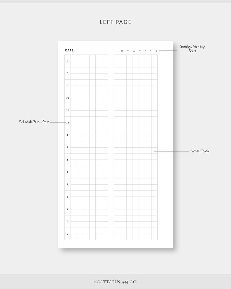 Personal, Daily Planner Printable, Grid Notes Day on One Page Undated ...