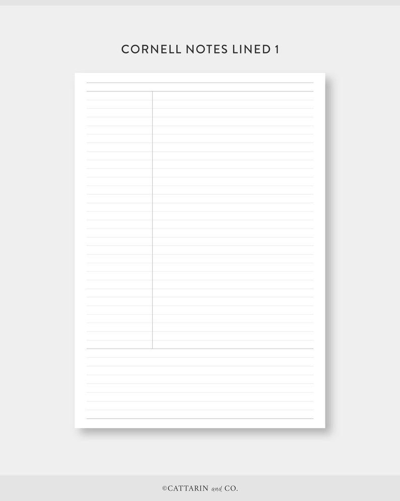 A4, US Letter, Cornell Notes Template | Grid, Lined Paper | College ...