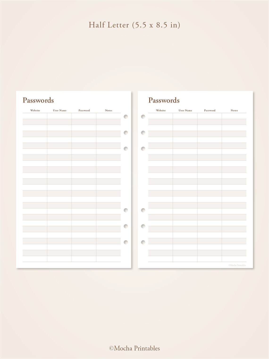Password Tracker Printable Password Log Password Keeper A4, A5, US ...