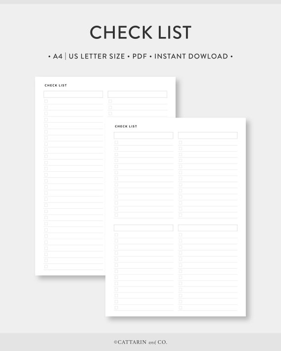 A4 US Letter Check List Printable Blank to Do List | Etsy