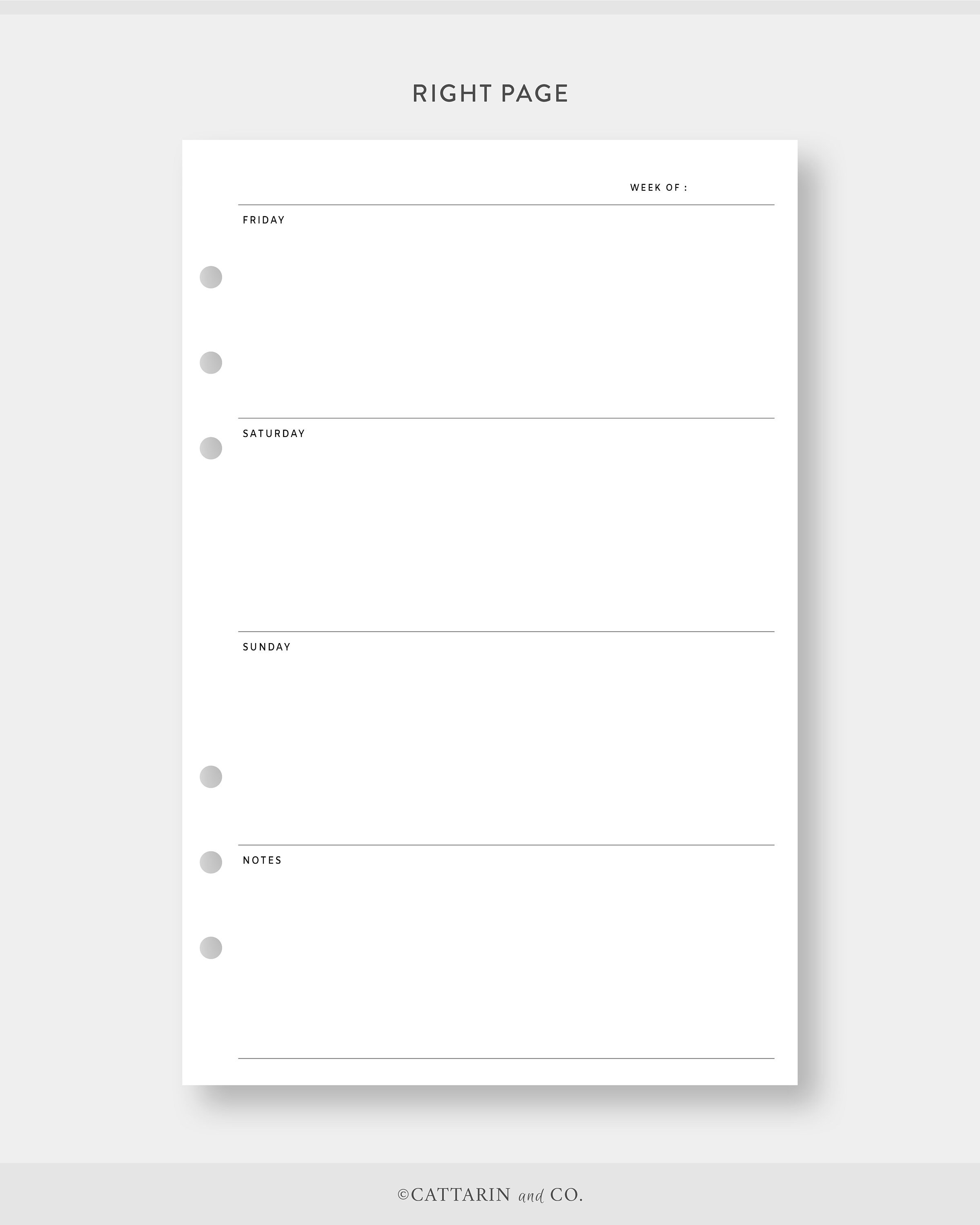 Half Letter, Weekly Planner Printable | Week on Two Pages | Undated ...