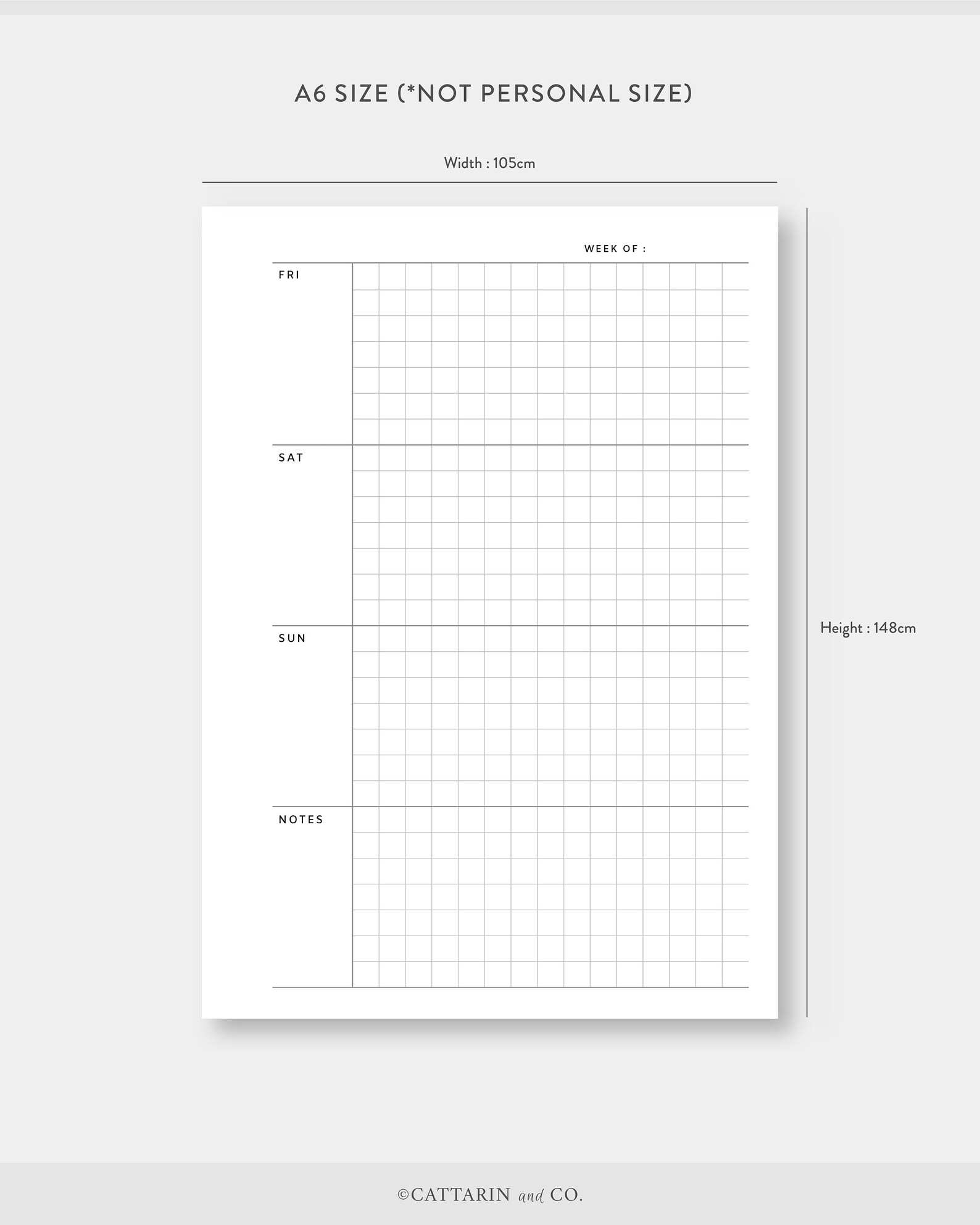 A6, Weekly Planner Printable Grid | Week on Two Pages | Undated ...