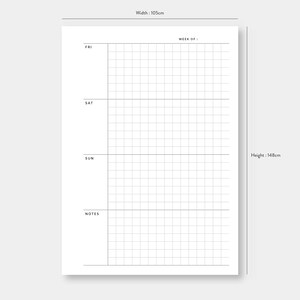 A6, Weekly Planner Printable Grid | Week on Two Pages | Undated ...