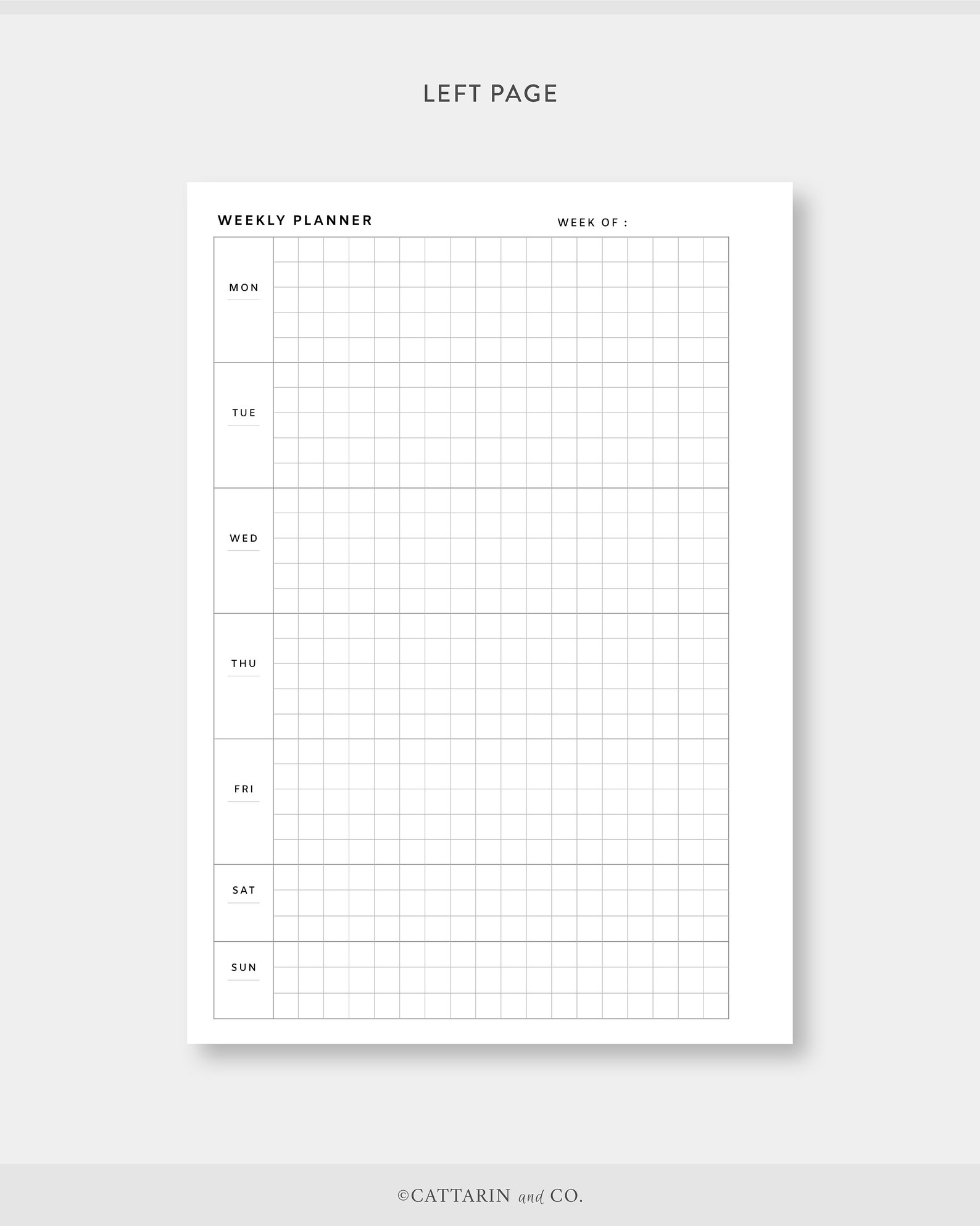 Personal Wide, Undated Weekly Planner Grid Paper | Week on Two Pages ...