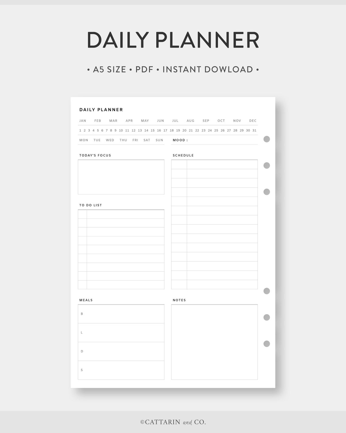 A5 Daily Planner Printable - Etsy