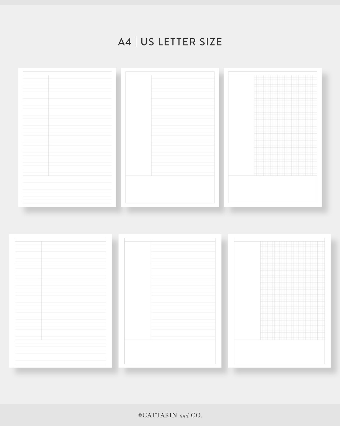 A4, US Letter, Cornell Notes Template | Grid, Lined Paper | College ...