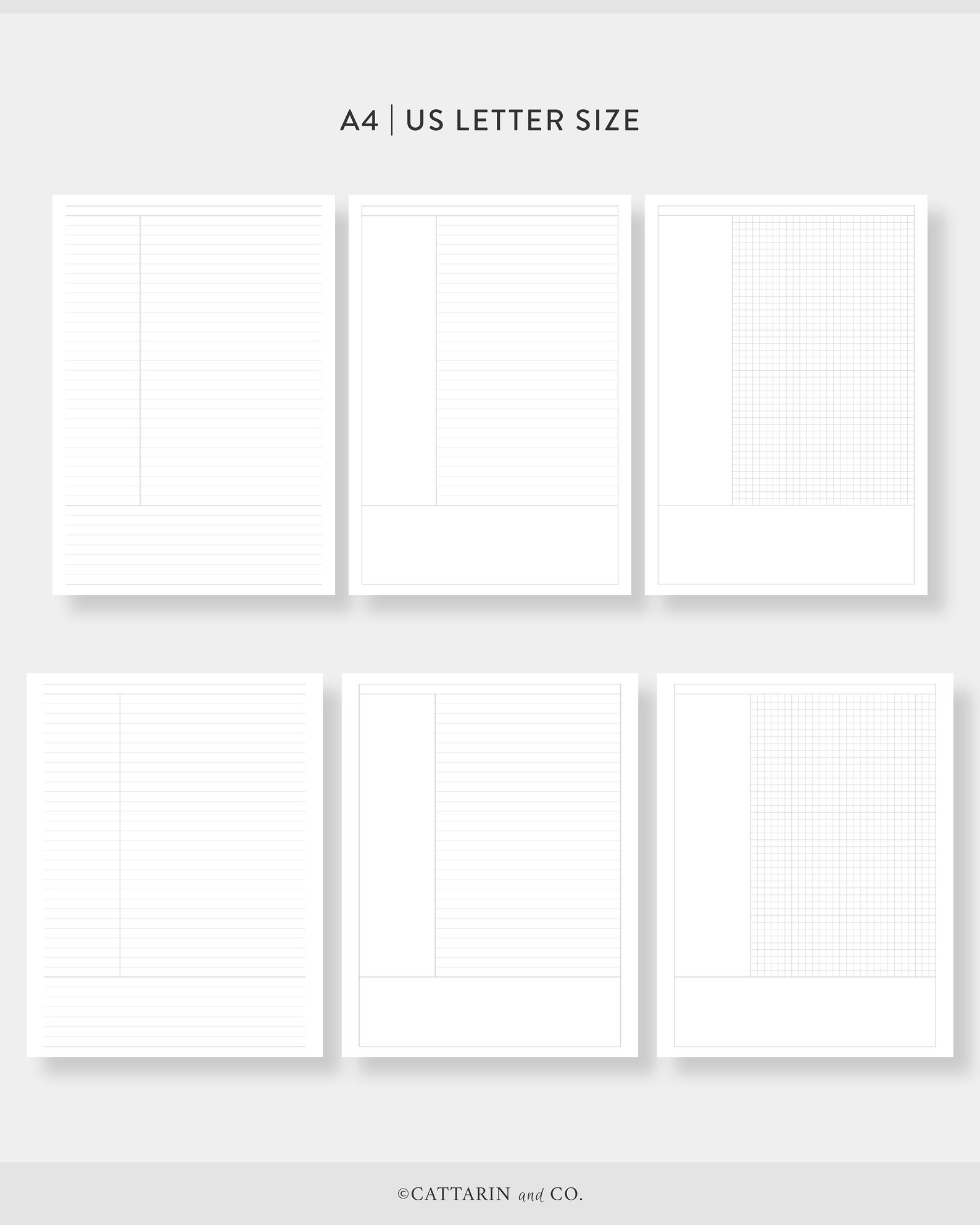 A4, US Letter, Cornell Notes Template | Grid, Lined Paper | College ...