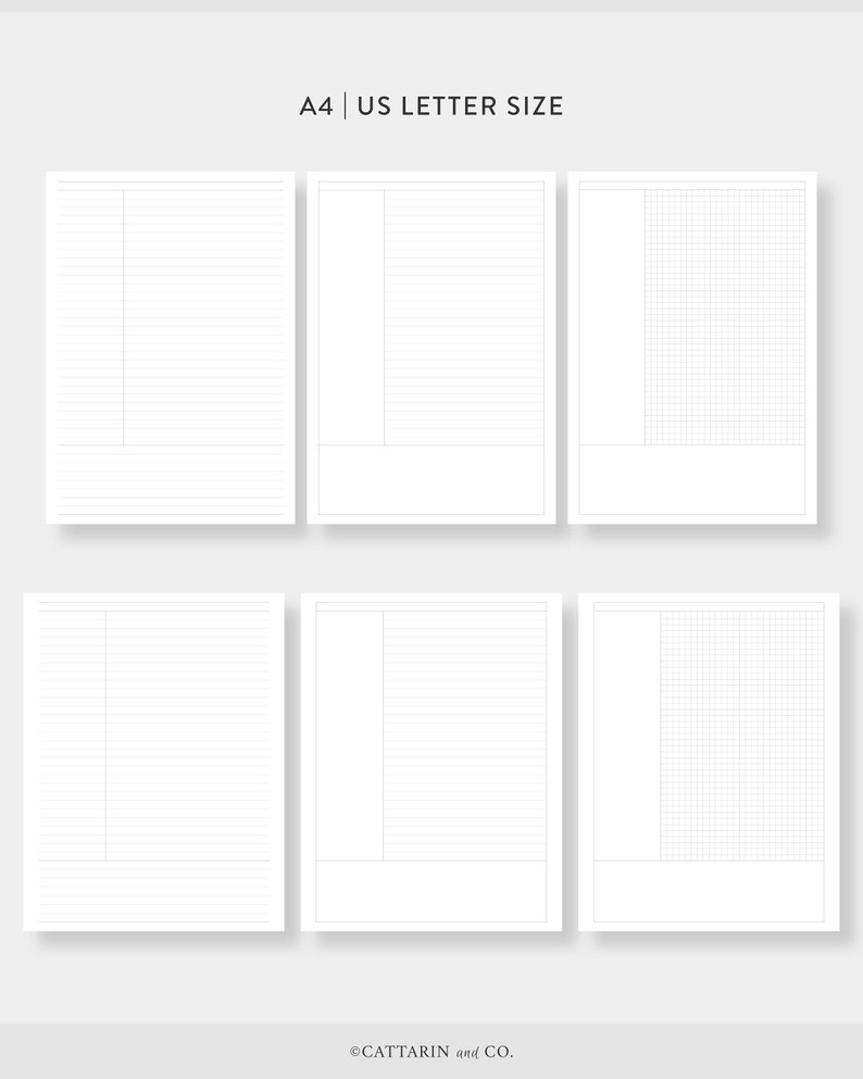 A4, US Letter, Cornell Notes Template | Grid, Lined Paper | College ...