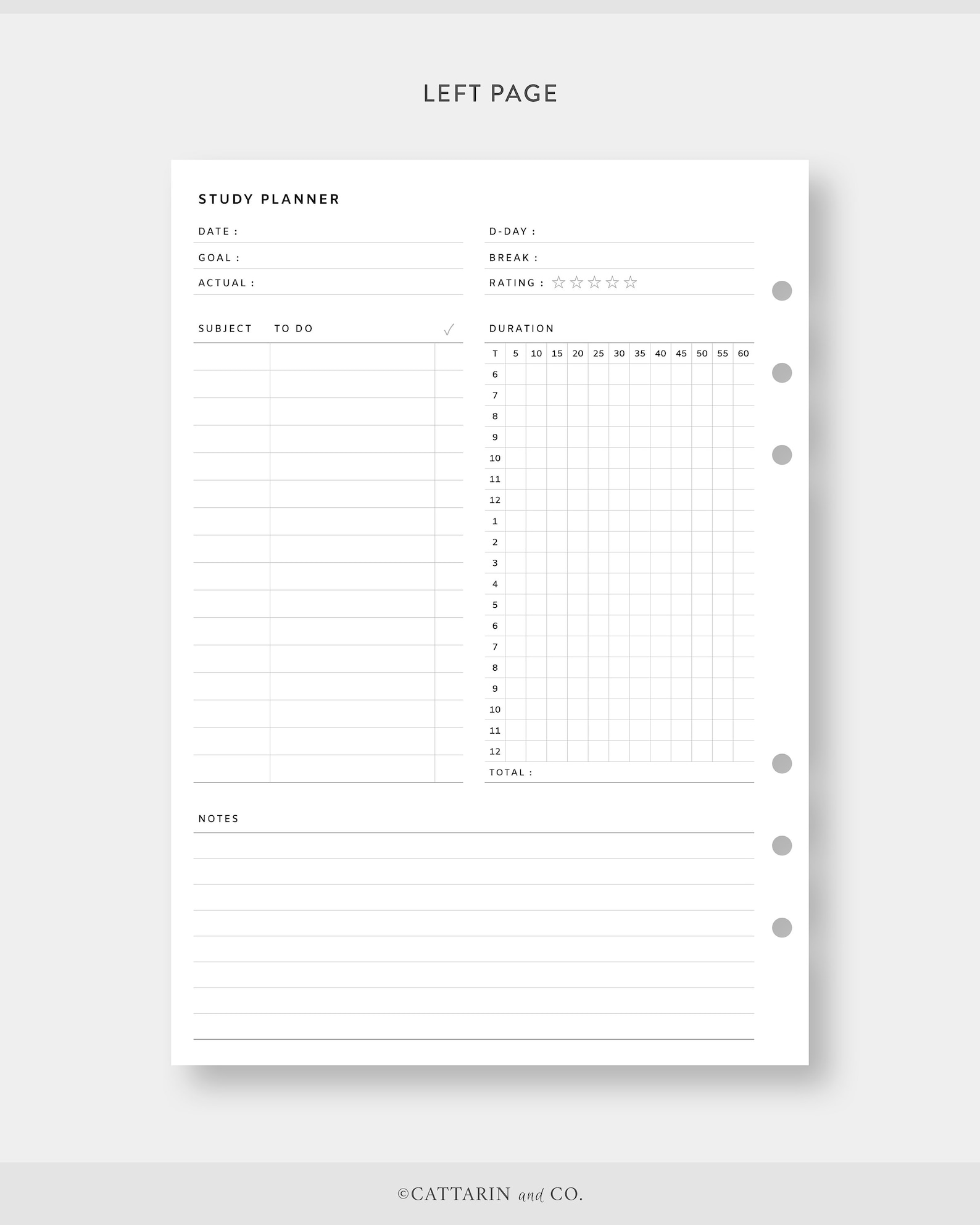 A5 Study Planner Printable Daily Study Session Template 5 | Etsy