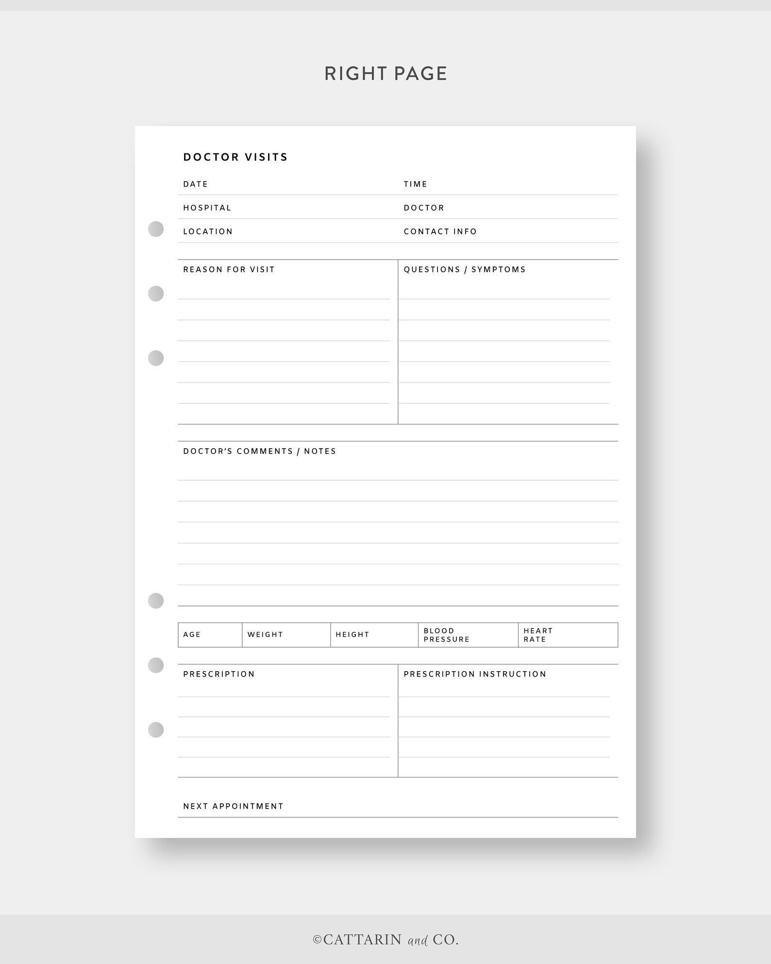A5, Doctor Visits Printable | Doctor Visit Log, Medical Appointment ...