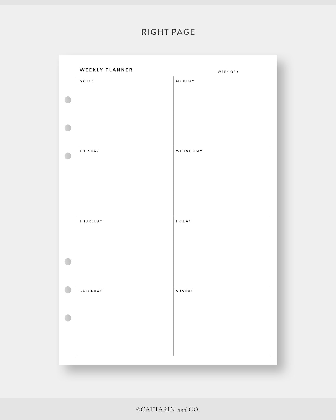A5, Minimalist Weekly Planner Printable Week on One Page WO1P Minimal ...