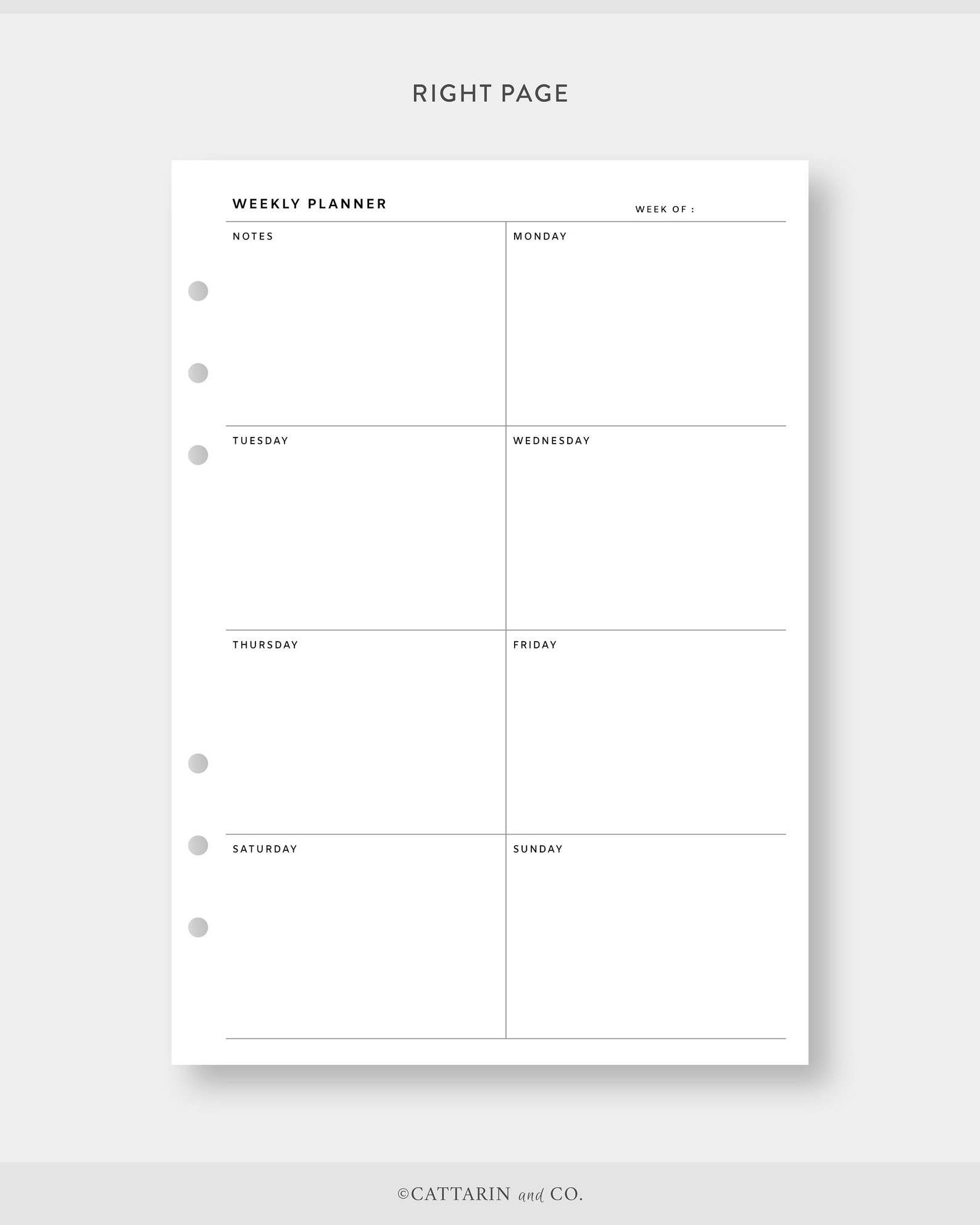 A5, Minimalist Weekly Planner Printable | Week on One Page | WO1P ...