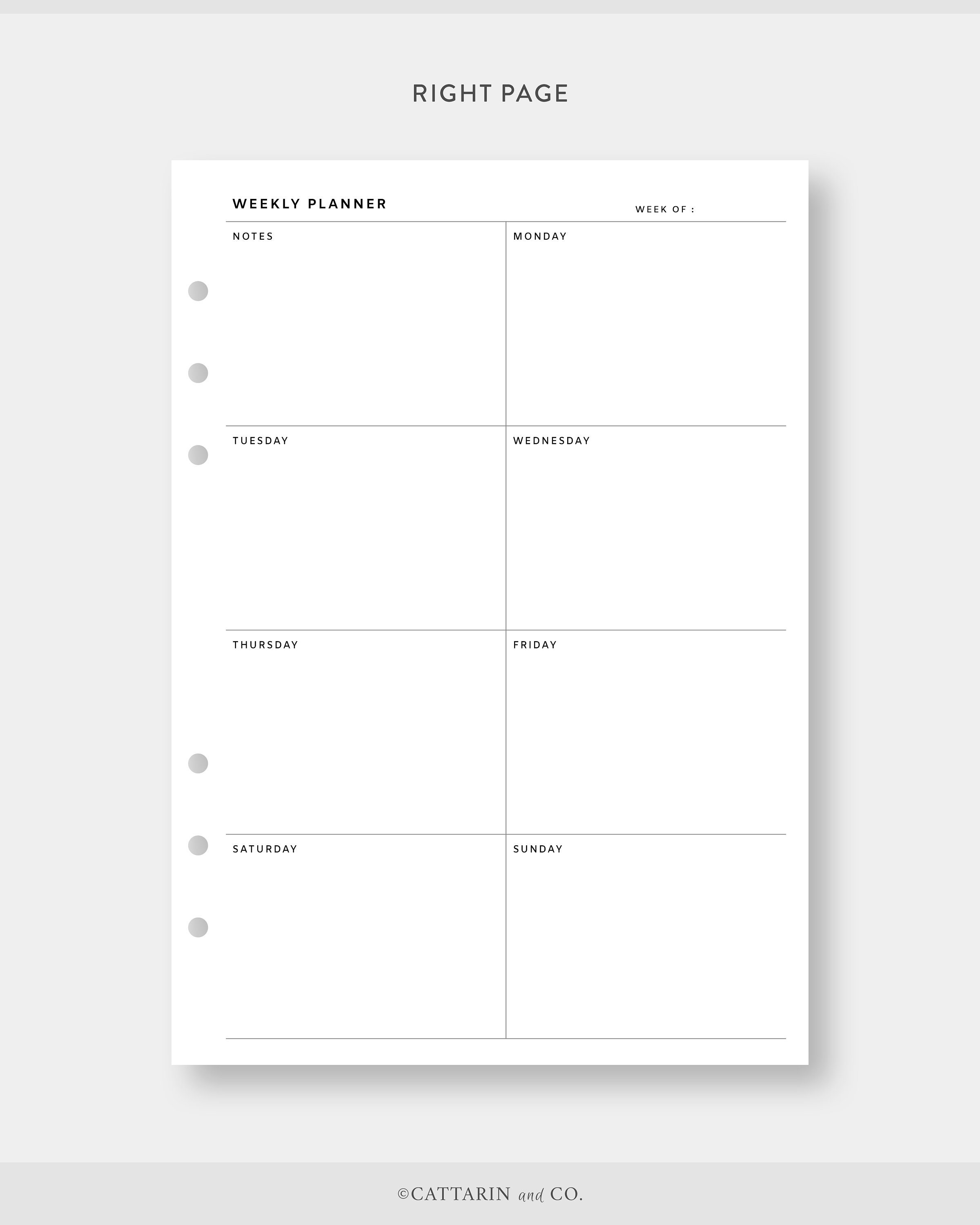 A5, Minimalist Weekly Planner Printable | Week on One Page | WO1P ...