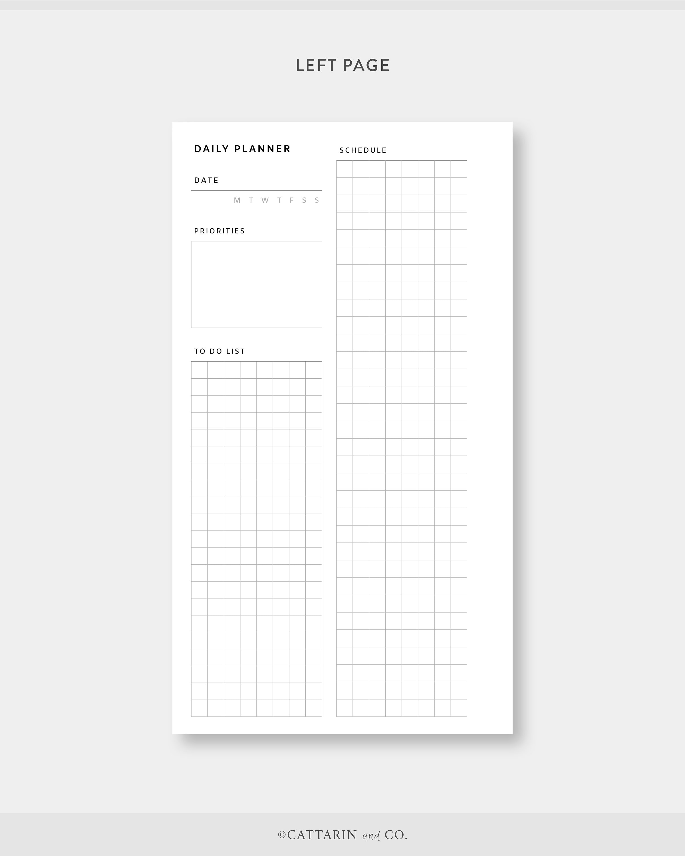 Personal, Undated Daily Planner Printable Grid Paper Day on Two Pages ...