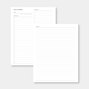 A4 | US Letter, Hourly Daily Scheduler, Lined Notes | Day on Two Pages ...