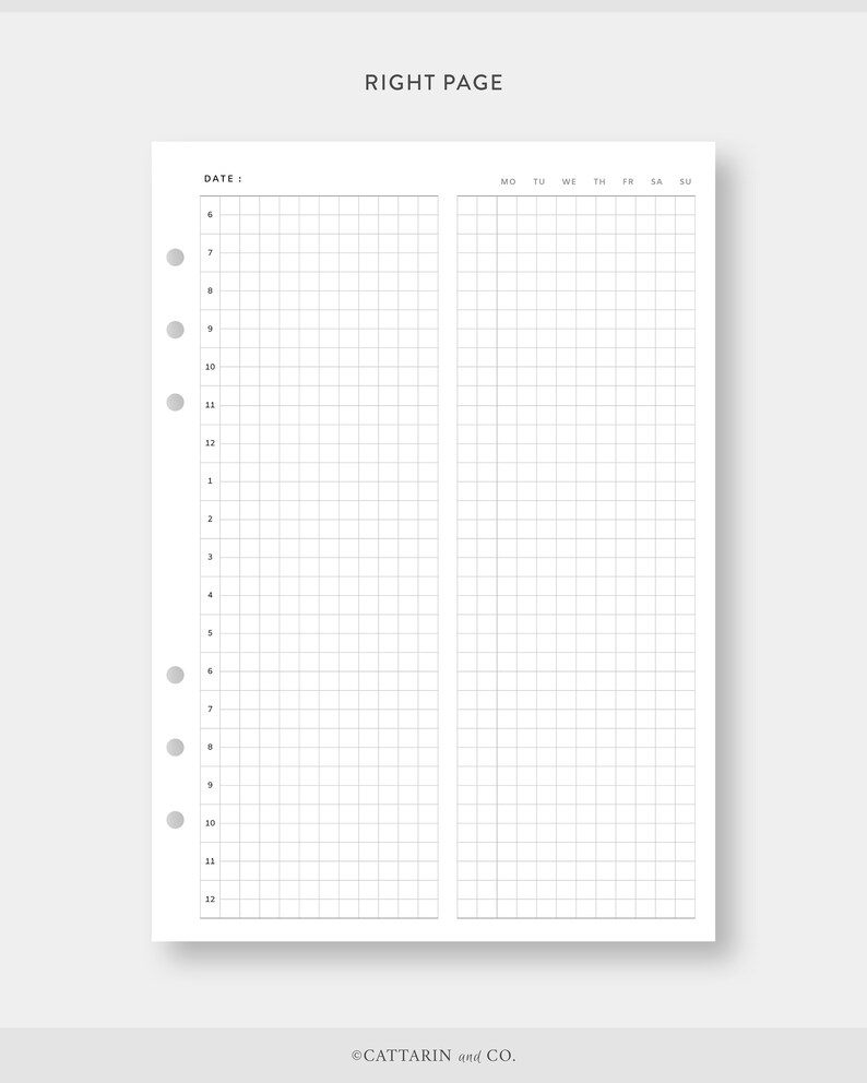 A5, Daily Planner Printable, Grid Notes Day on One Page Undated Simple ...