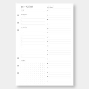 A5, Minimalist Daily Planner Printable | Day on One Page | Hourly Daily ...