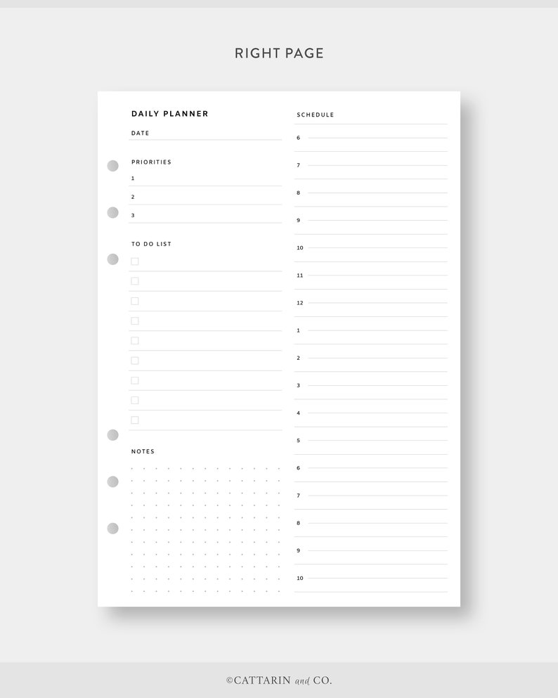 A5, Minimalist Daily Planner Printable Day on One Page Hourly Daily ...