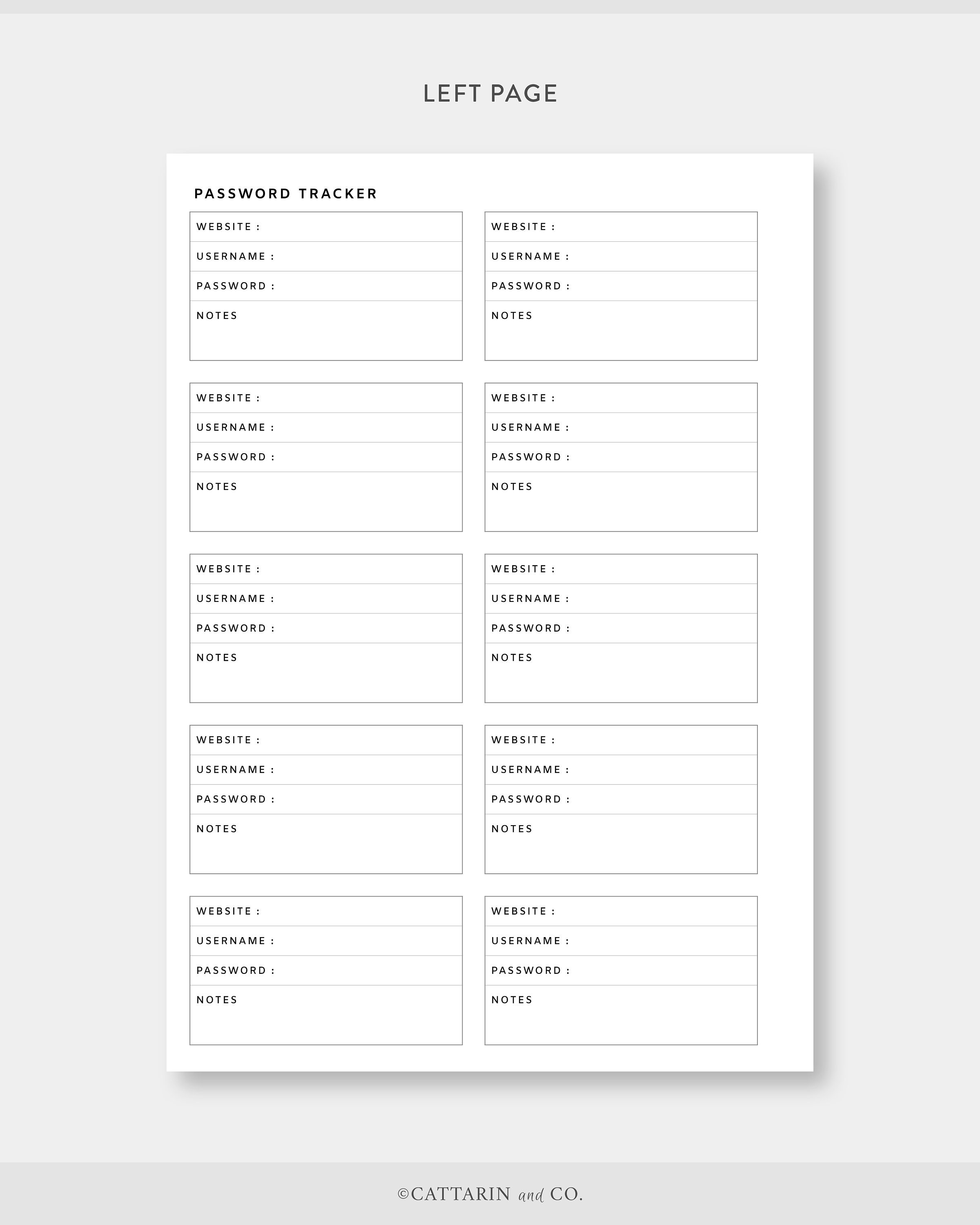 A5, Password Tracker Printable | Password Log Password Keeper | Simple ...