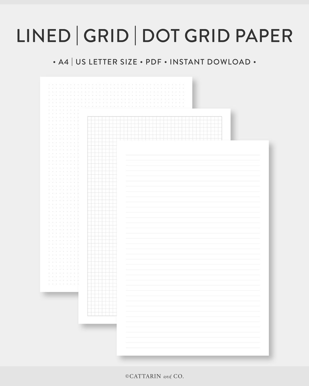 A4 | US Letter, Lined Notes, Grid Paper, Dot Grid Set | Essential ...