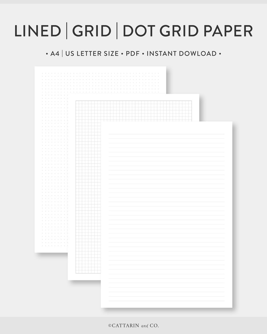 A4 US Letter, Lined Notes, Grid Paper, Dot Grid Set Essential Bundle ...