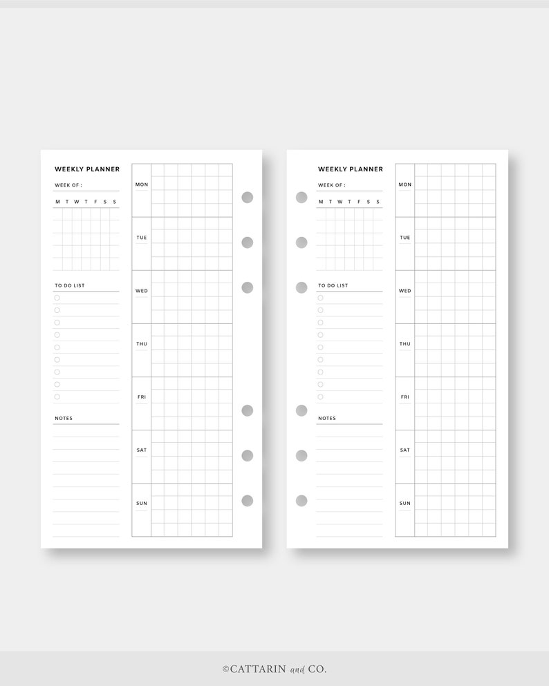 Personal Weekly Planner Printable Horizontal Grid Layout | Etsy