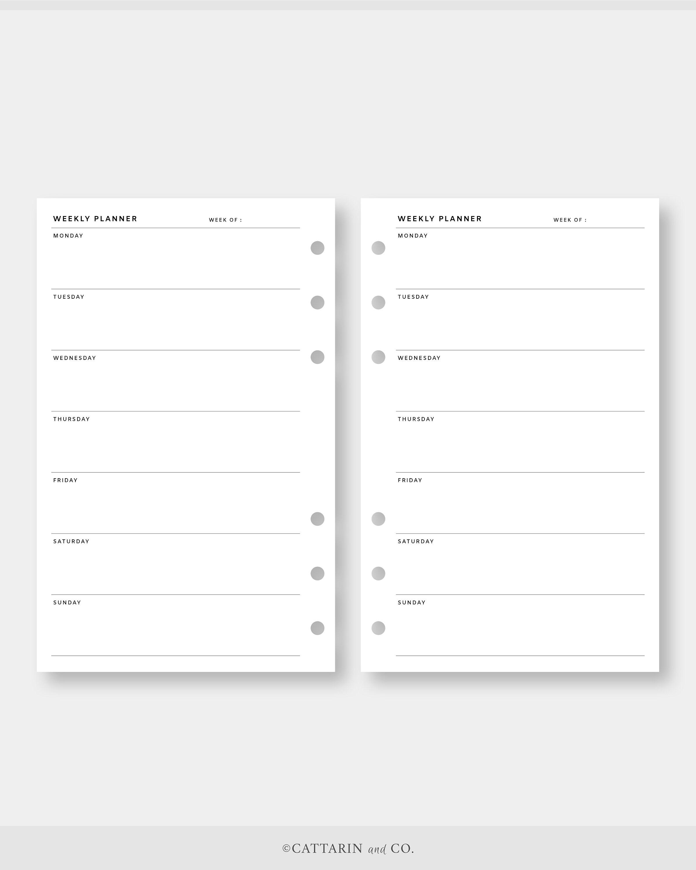 FC Compact, Weekly Planner Printable Week on One Page Undated Template ...