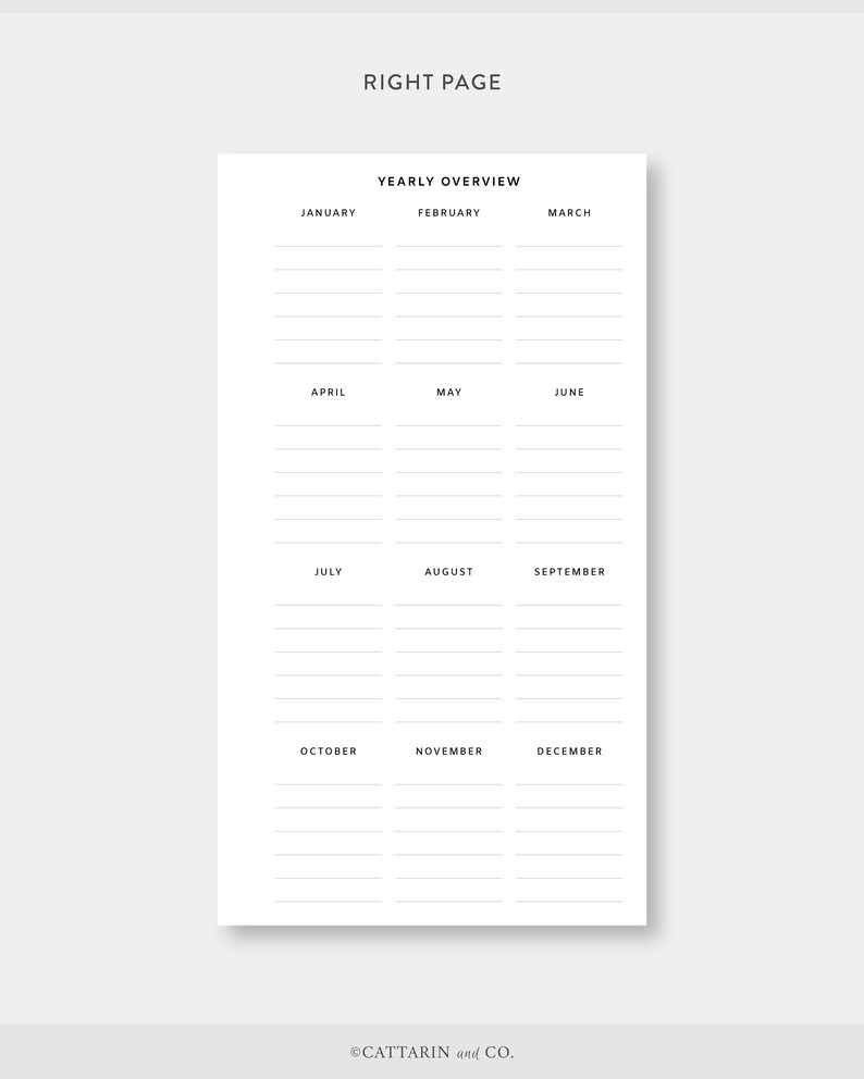 Personal, Yearly Overview Printable Year at a Glance Annual Planner ...