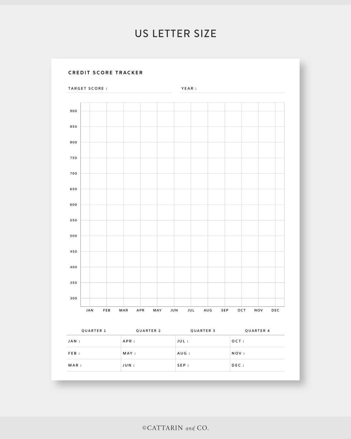 A4 | US Letter, Credit Score Tracker Printable | Debt Repayment Planner ...