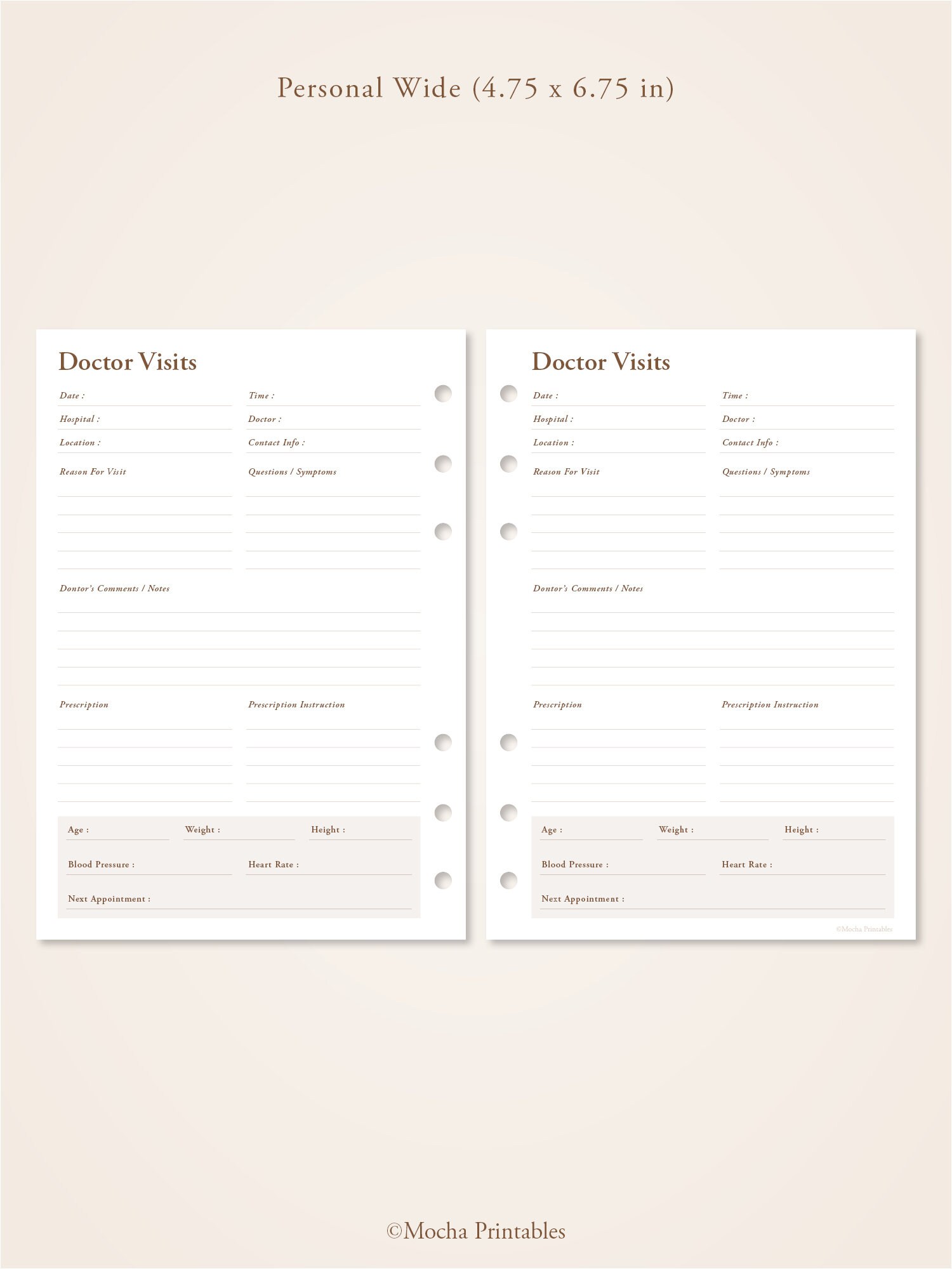 Doctor Visits Printable Doctor Visit Log, Medical Appointment Record A4 ...