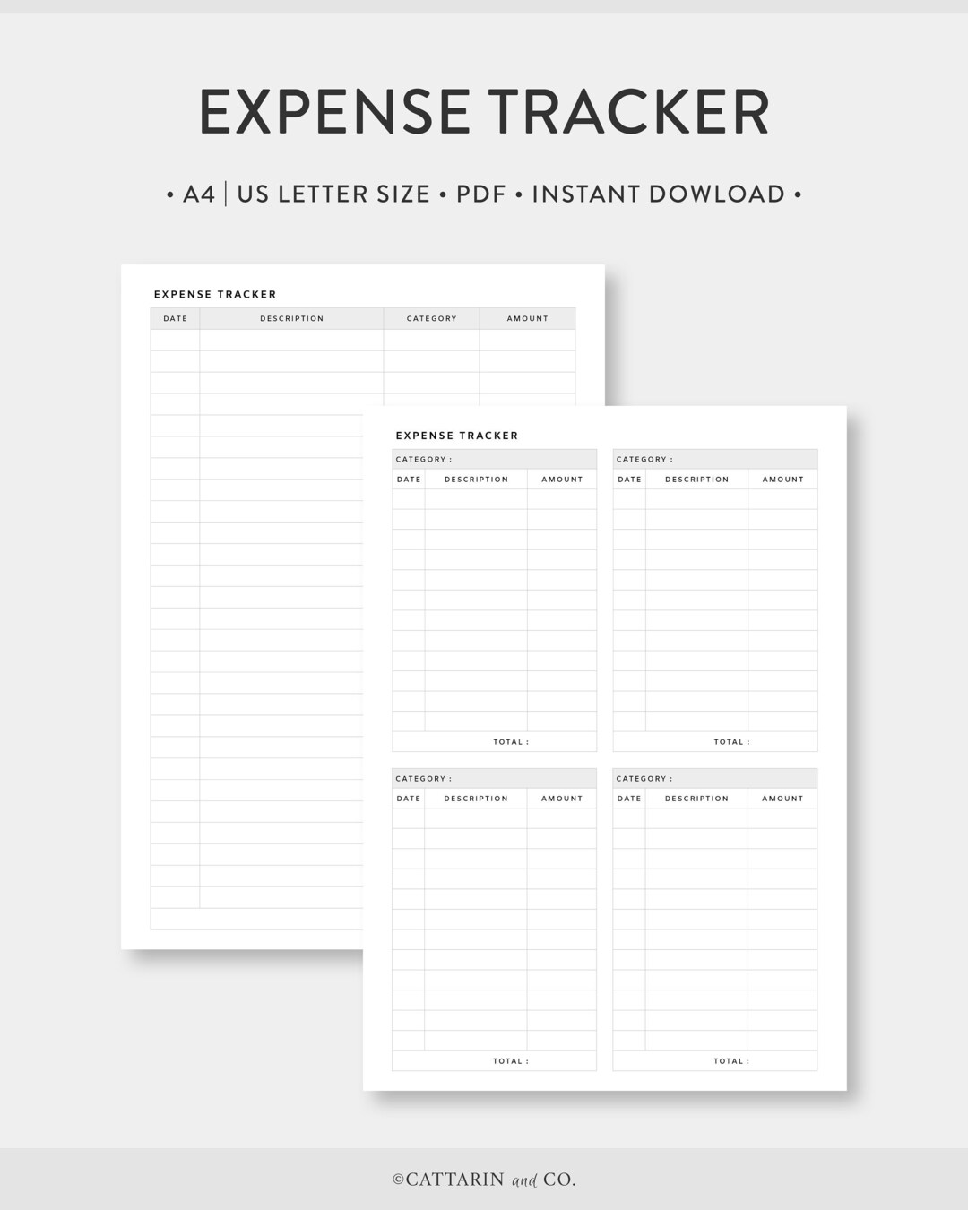 A4 | US Letter,expense Tracker Printable | Spending Log, Purchase ...