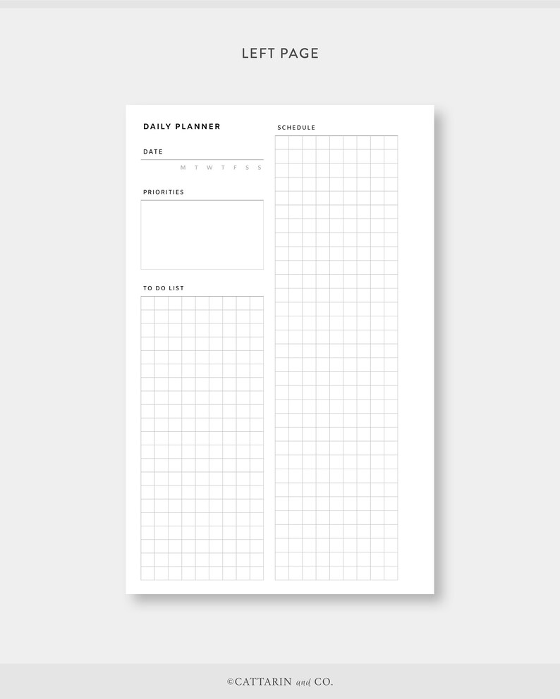 FC Compact, Undated Daily Planner Printable Grid Paper Day on Two Pages ...