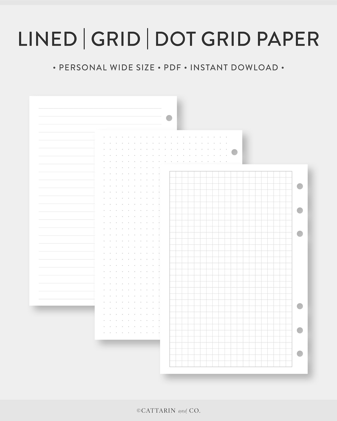 Personal Wide, Lined Notes, Grid Paper, Dot Grid Set | Essential Bundle ...