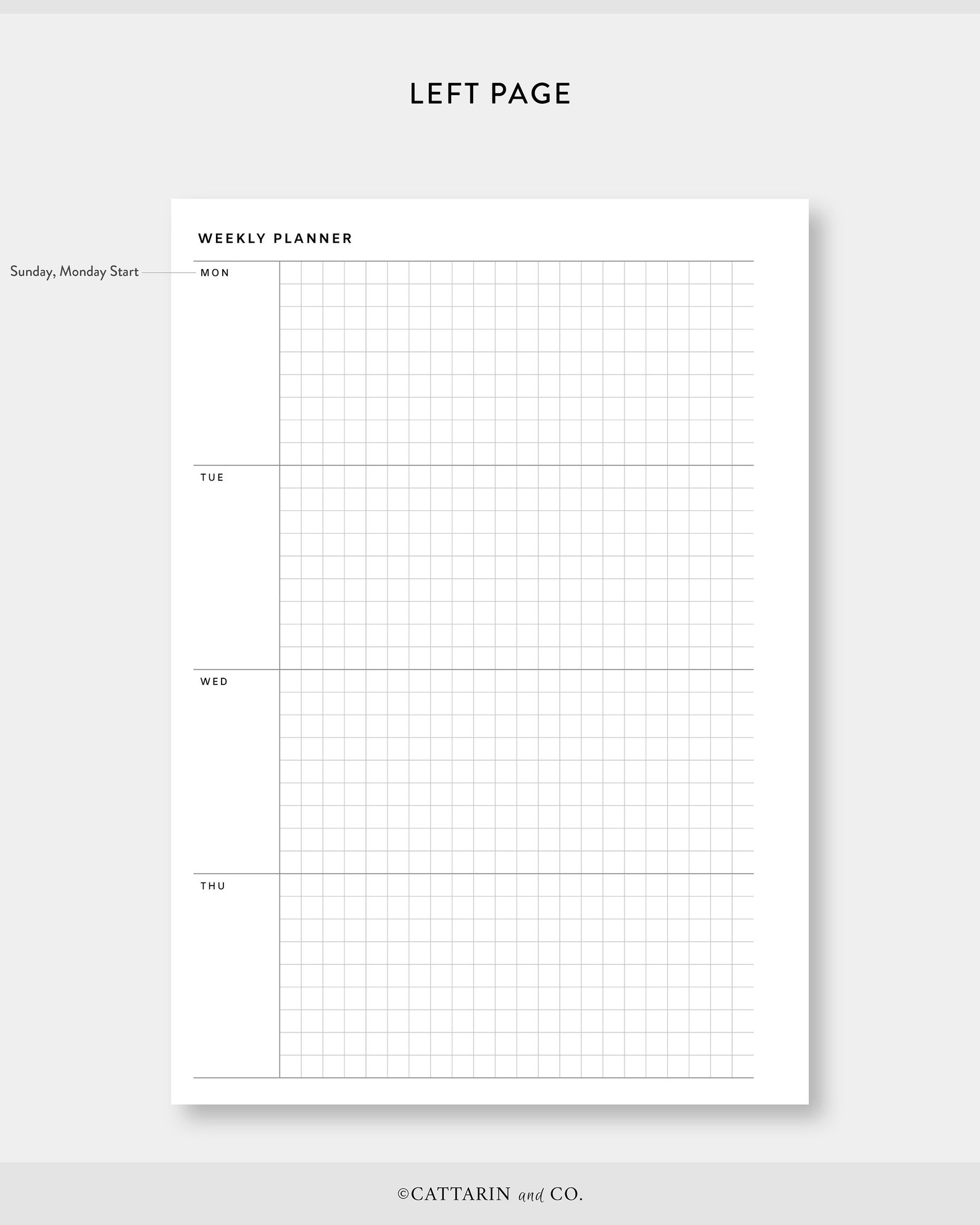 A5, Weekly Planner Printable Grid Week on Two Pages Undated Template ...