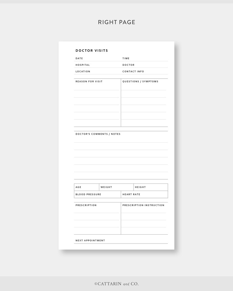 Personal, Doctor Visits Printable | Doctor Visit Log, Medical ...