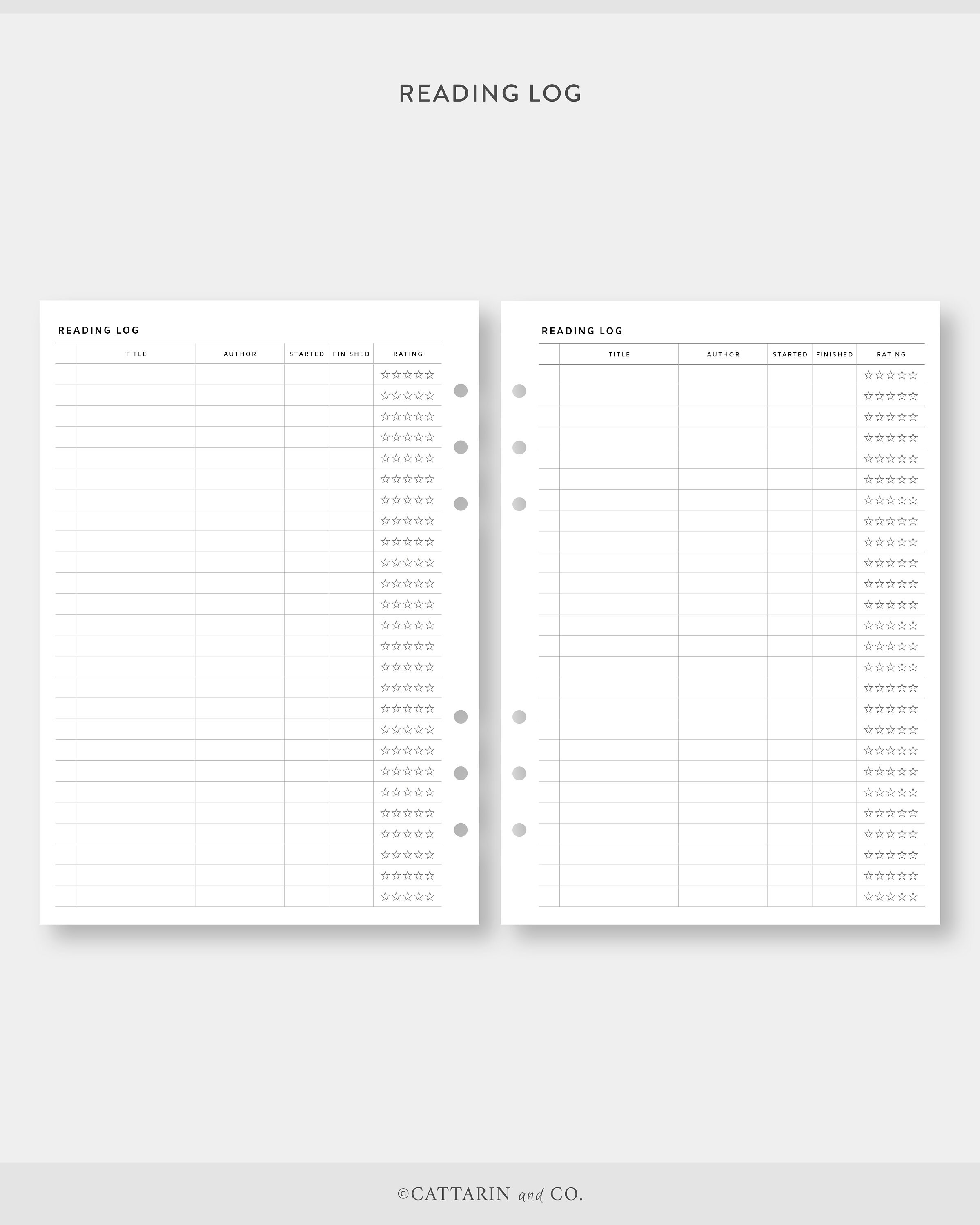 A5, Reading Journal, Log Printable Set Book Review, List Simple ...