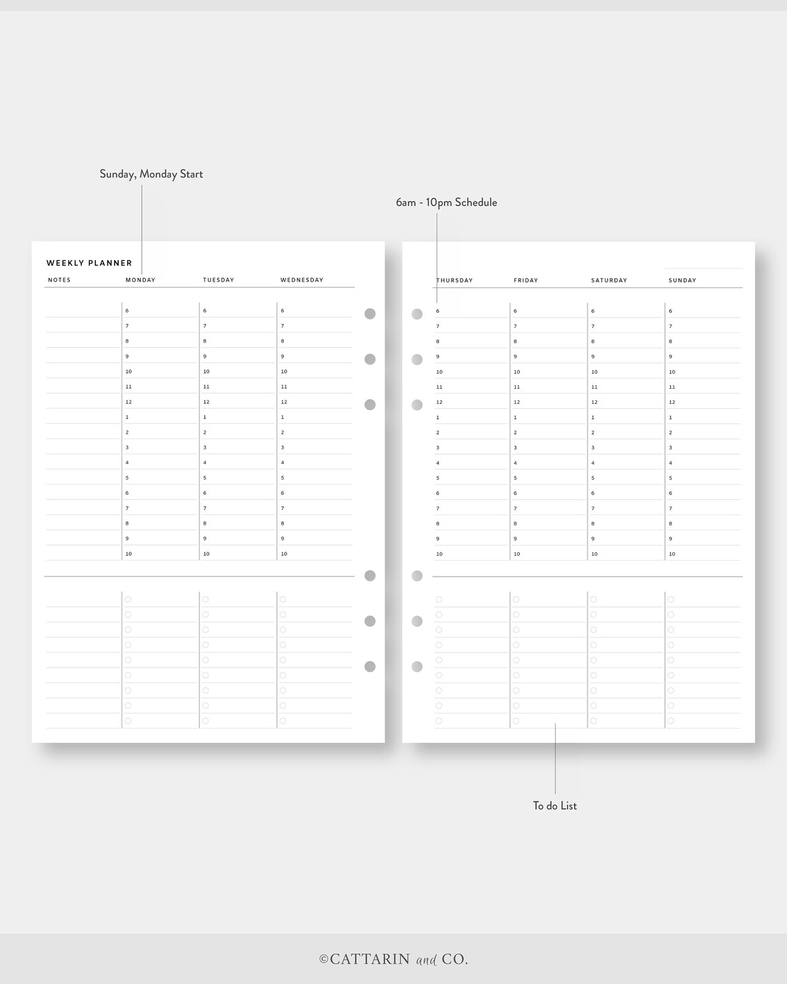A5, Weekly Schedule Vertical Hourly Planner Printable Week on Two Pages ...