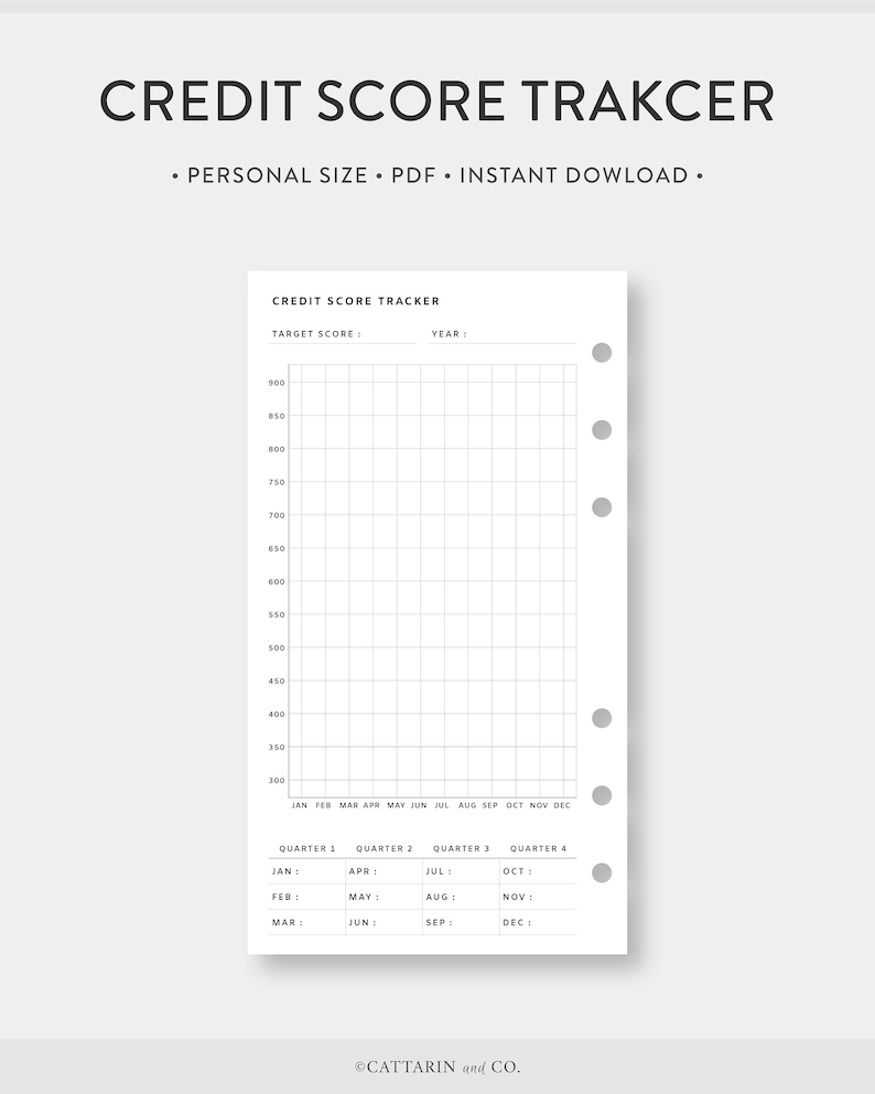 Personal, Credit Score Tracker Printable | Debt Repayment Planner ...