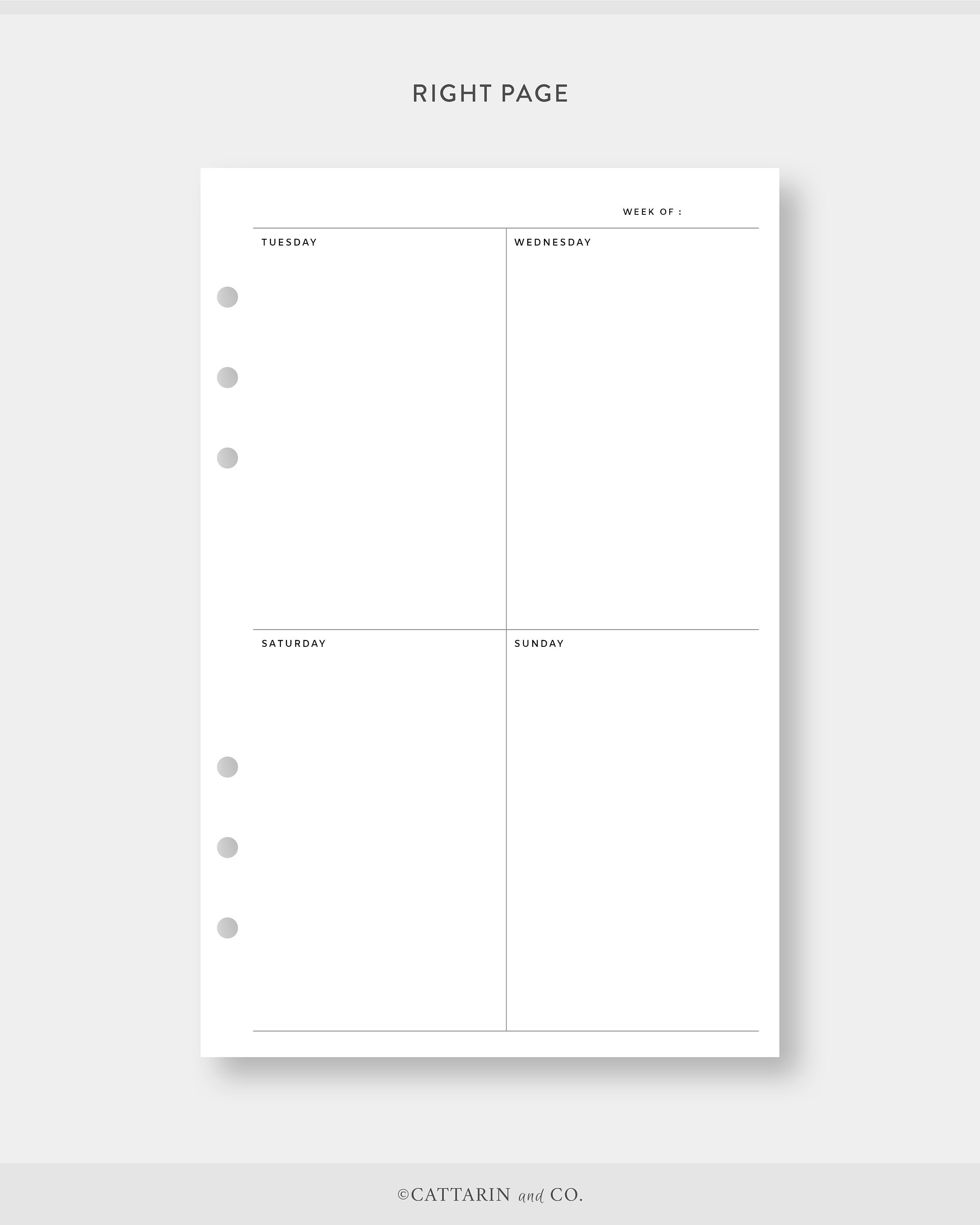 Half Letter, Weekly Planner Printable | Week on Two Pages | Undated ...