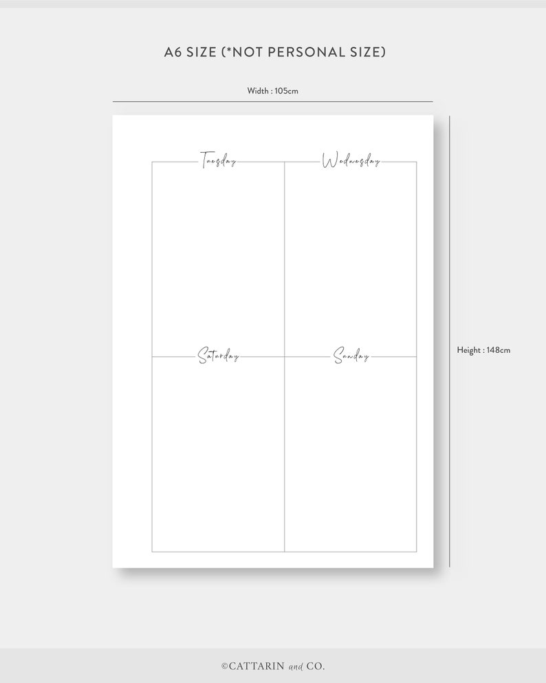 A6, Weekly Planner Printable | Week on Two Pages Wo2p | Undated ...