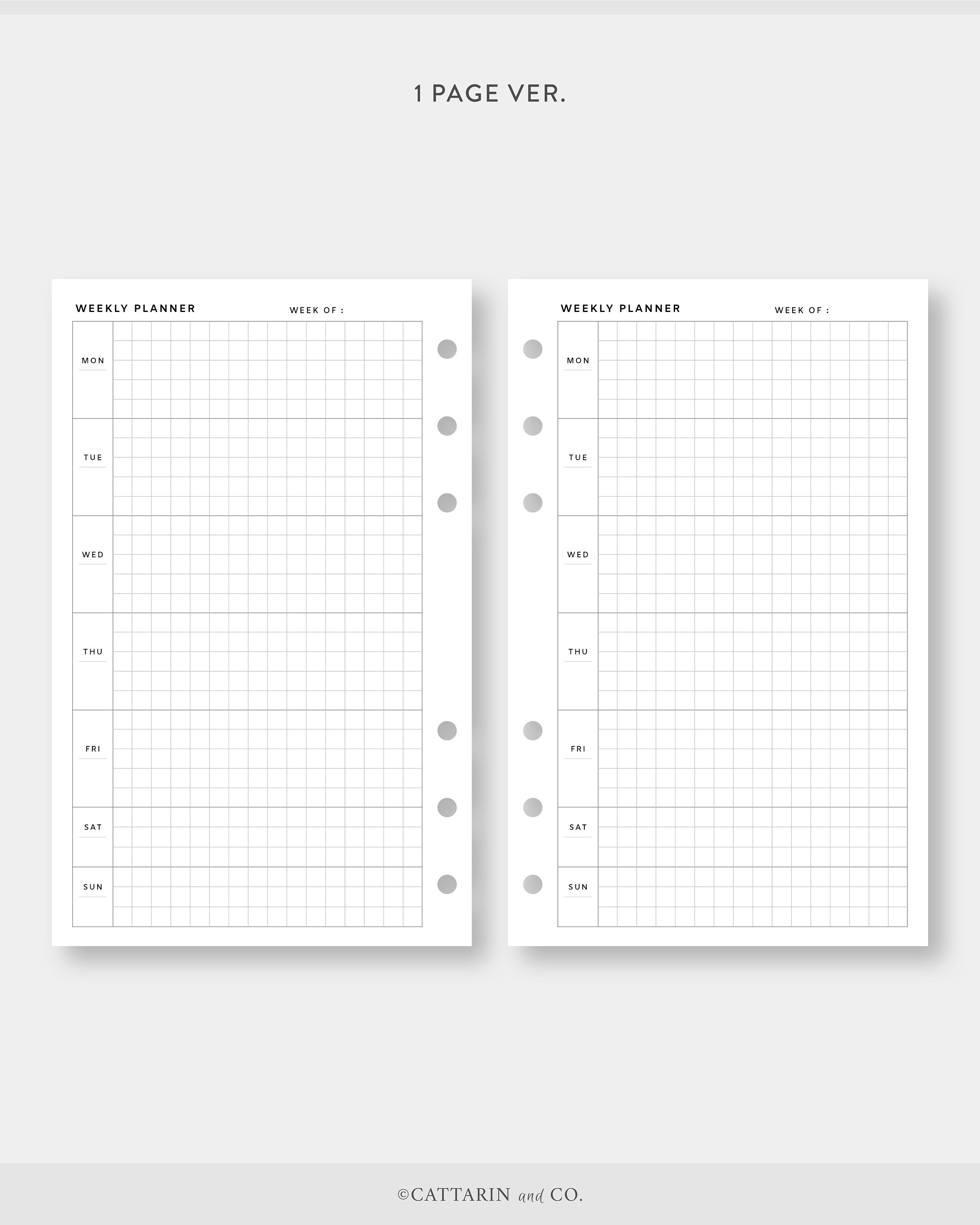 FC Compact Undated Weekly Planner Grid Paper Week on Two - Etsy
