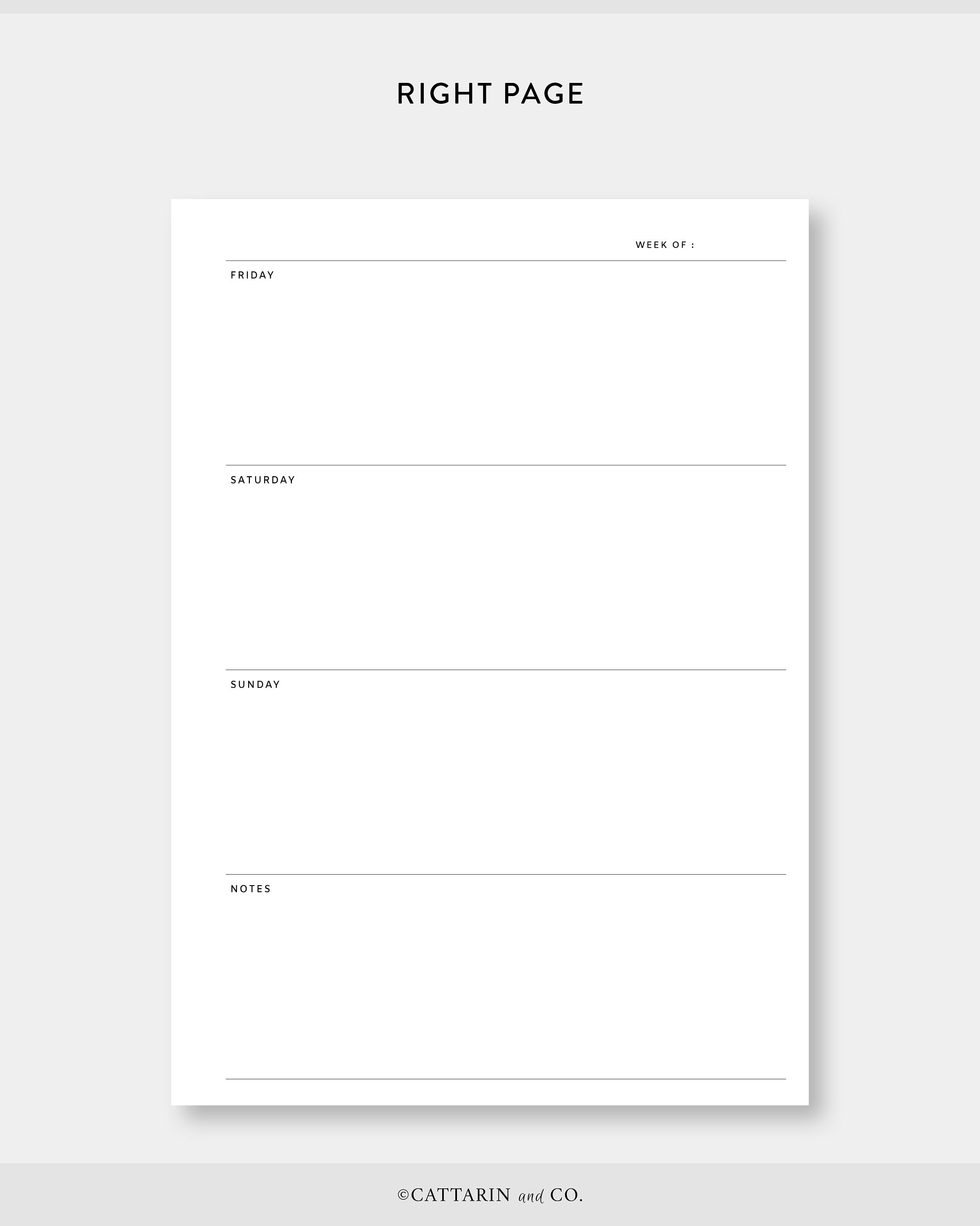 A5, Weekly Planner Printable | Week on Two Pages | Undated Template ...