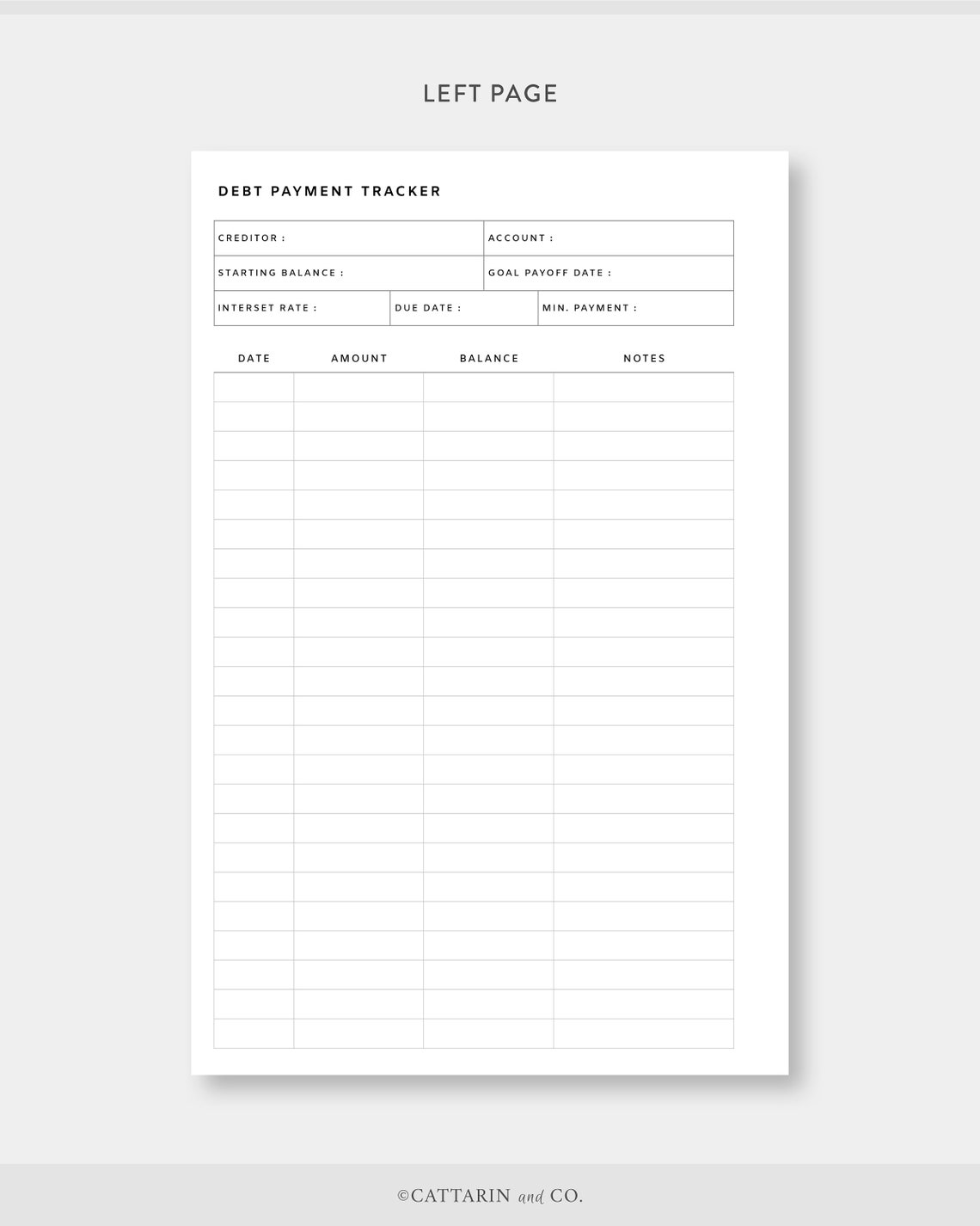 Half Letter Debt Payment Tracker Printable - Etsy
