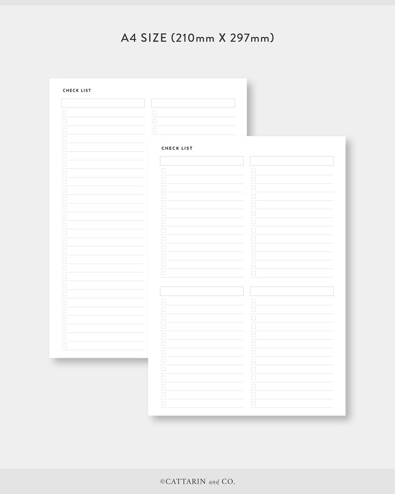 A4 | US Letter, Check List Printable | Blank to Do List Template | Task ...