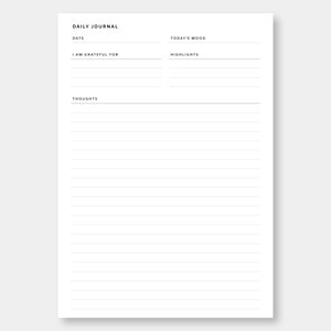 A4 | US Letter, Daily Journal Printable | Lined Daily Diary Template ...