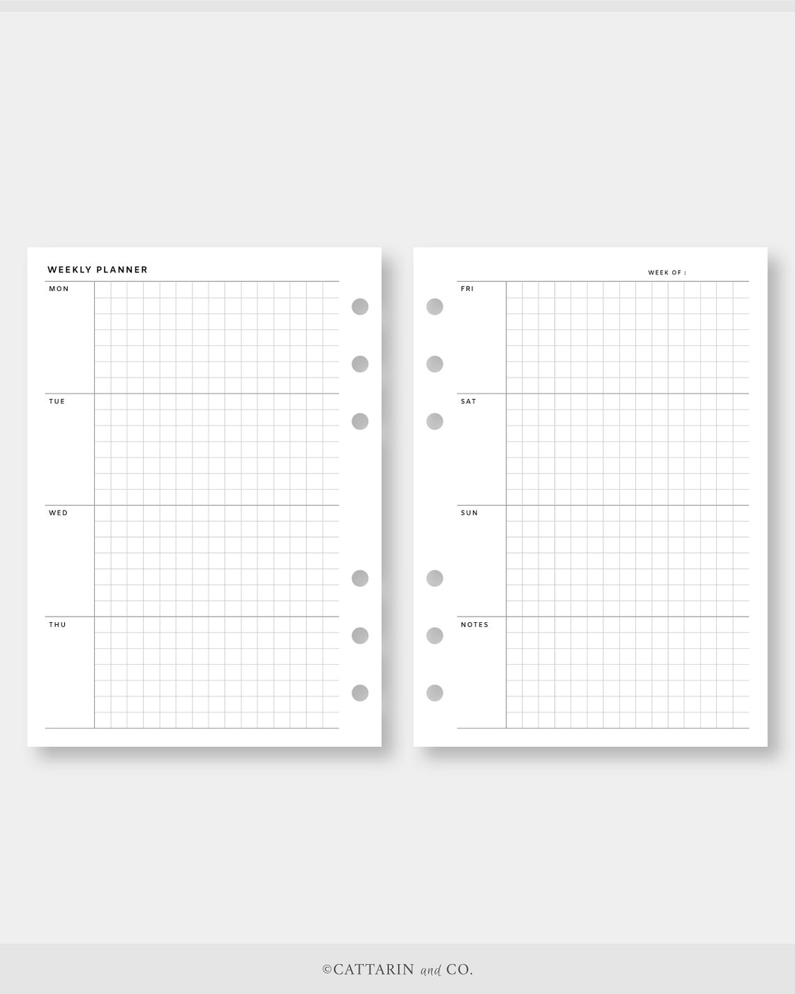 A6, Weekly Planner Printable Grid | Week on Two Pages | Undated ...