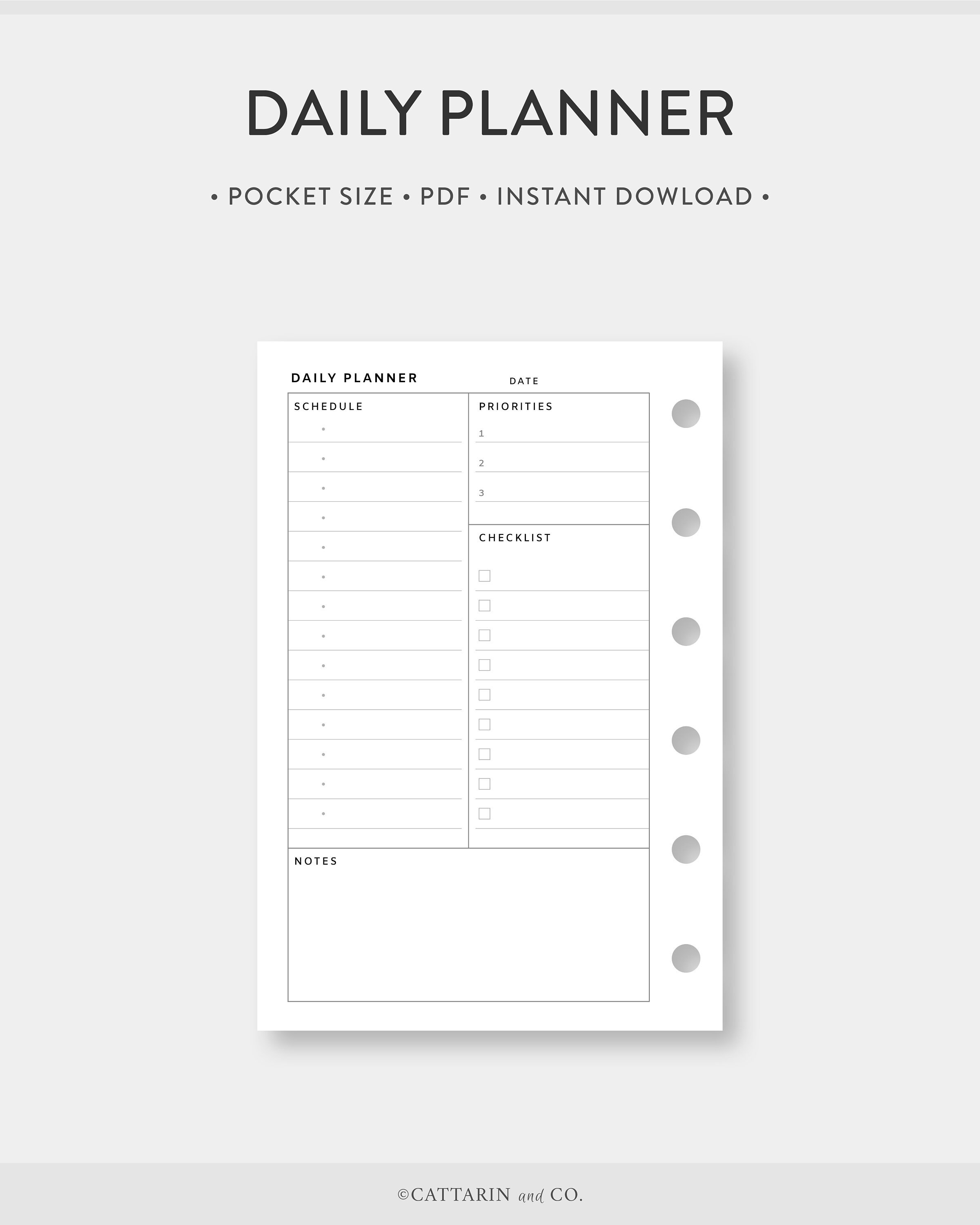 Pocket Daily Planner Printable Day on One Page Undated - Etsy UK