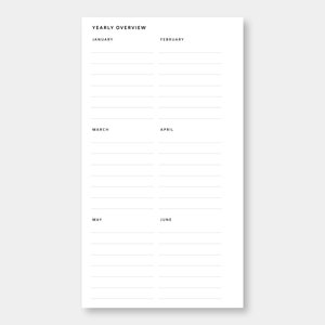 Personal, Yearly Overview | Year on Two Pages | Year at a Glance ...